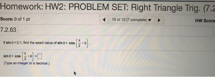 Solved Homework: HW2: PROBLEM SET: Right Triangle Trig. (7.2 | Chegg.com