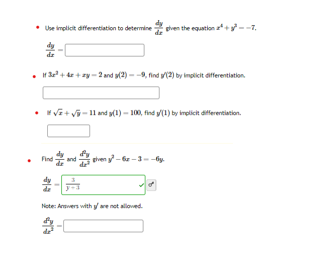 Solved Use implicit differentiation to determine dydx ﻿given | Chegg.com