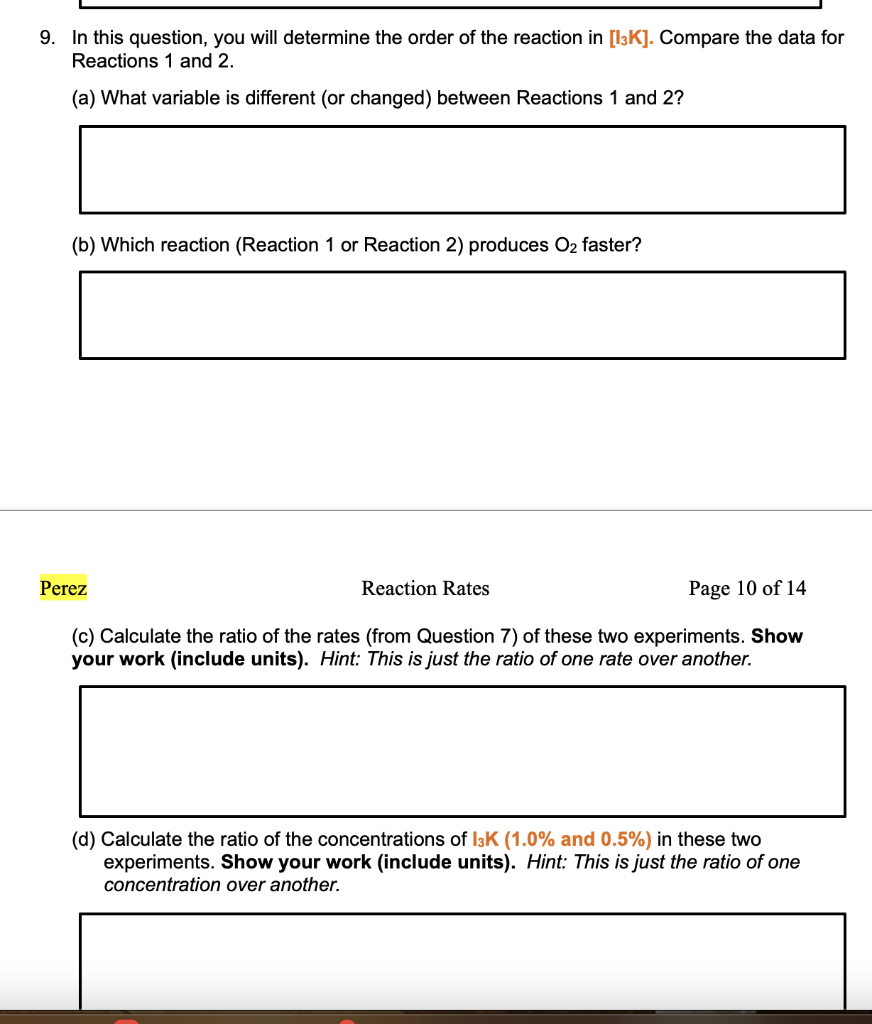 b. Include the data from Reaction 1(10 mL undiluted | Chegg.com