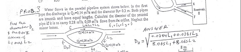 Solved PROB.3 ﻿Water Dows in the parallel pipeline system | Chegg.com