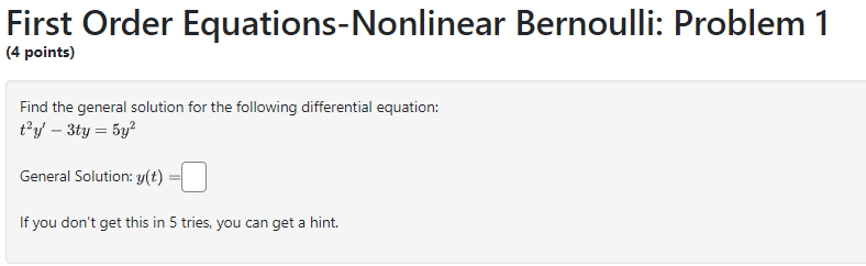Solved First Order Equations-Nonlinear Bernoulli: Problem 1 | Chegg.com