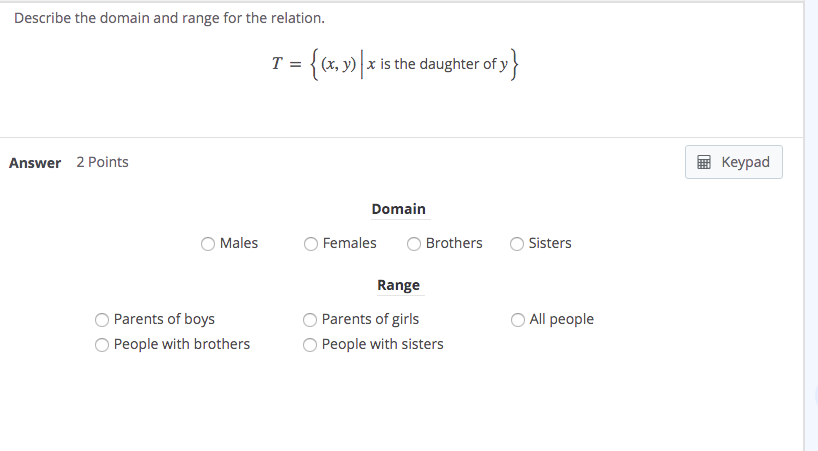 Solved Describe The Domain And Range For The Relation { } T