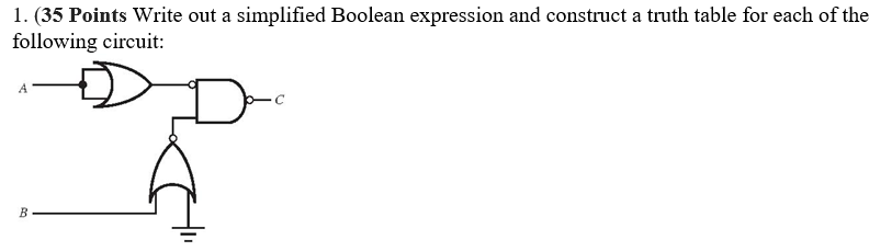 Solved I. (35 Points Write out a simplified Boolean | Chegg.com