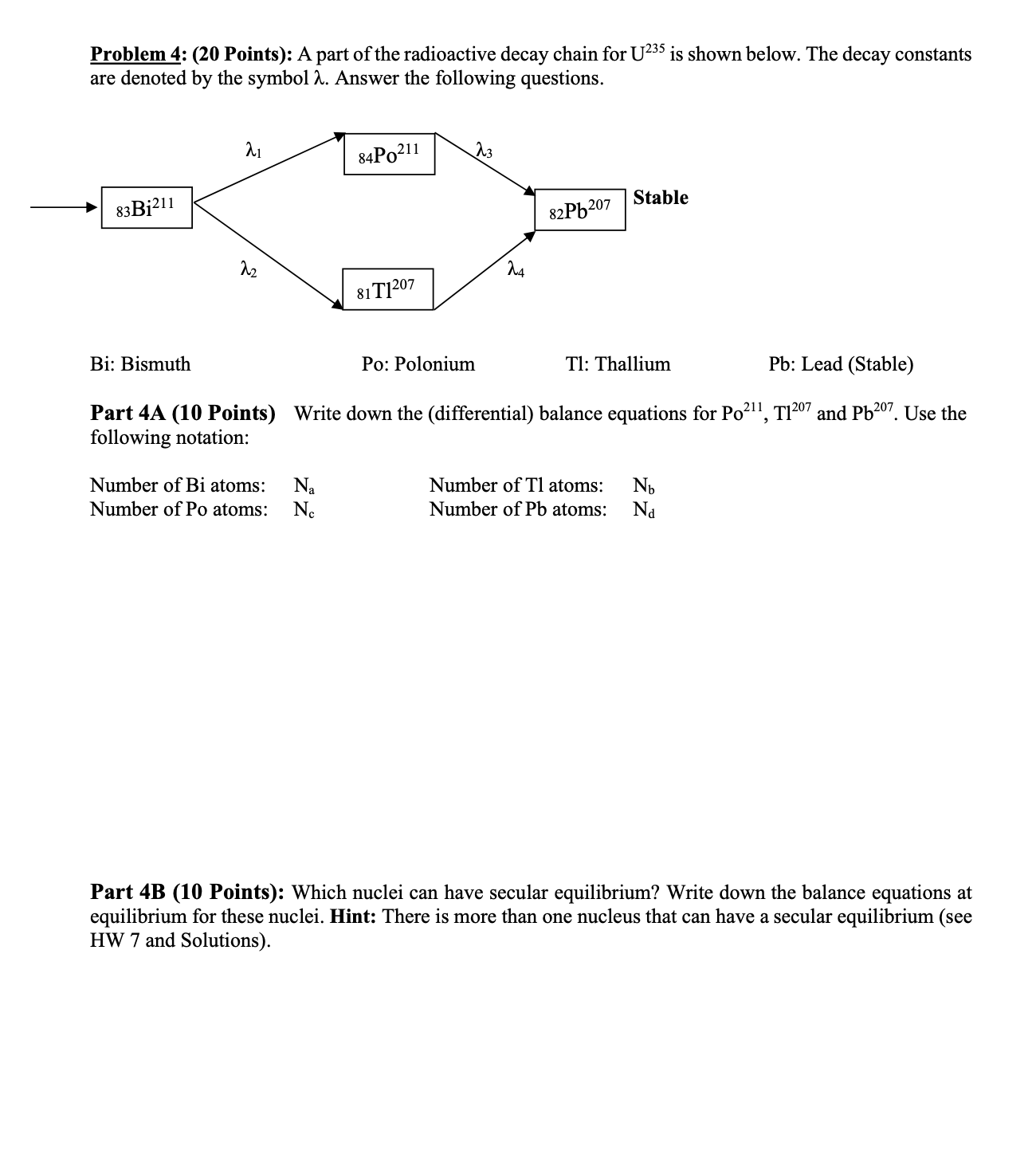 Solved Problem 4: (20 Points): A part of the radioactive | Chegg.com