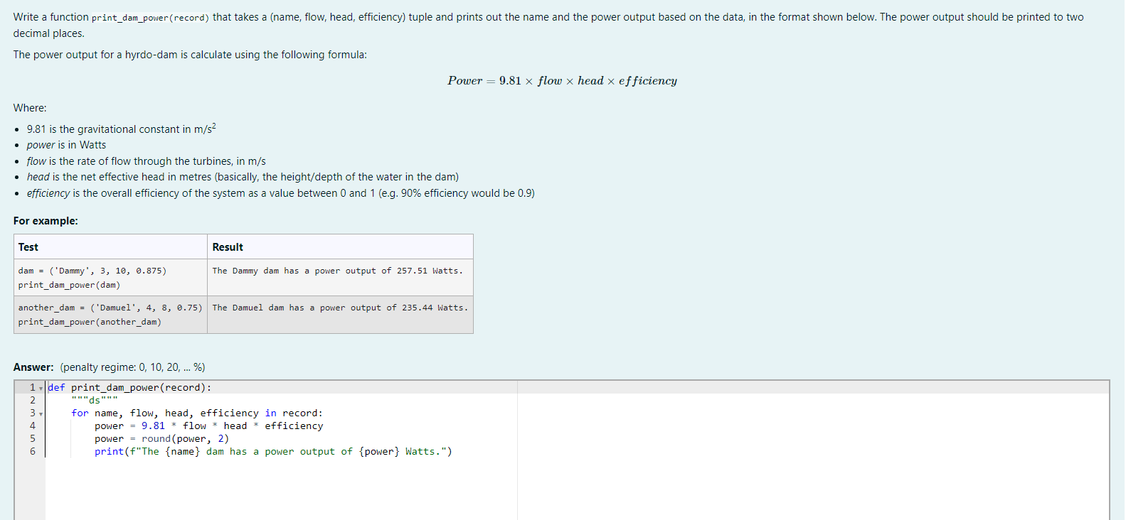 Solved decimal places. The power output for a hyrdo-dam is | Chegg.com