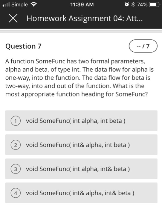 Solved Question 15 For the function definition void Func | Chegg.com