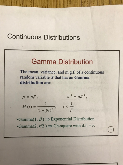 Solved Continuous Distributions Gamma Distribution The Mean 
