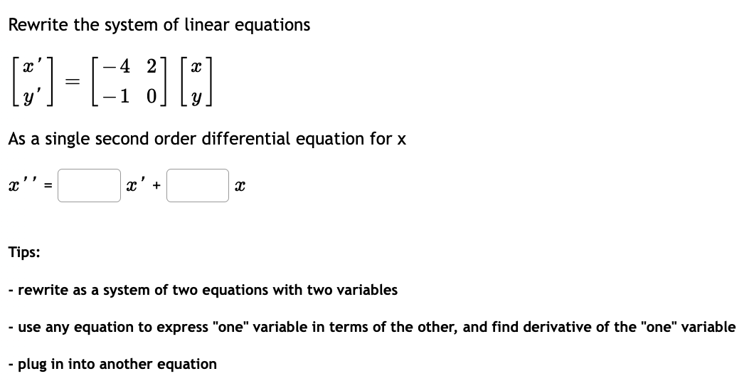 Solved Rewrite the system of linear equations | Chegg.com