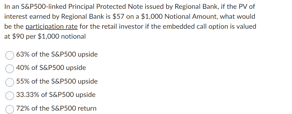 Solved In an S\&P500-linked Principal Protected Note issued | Chegg.com