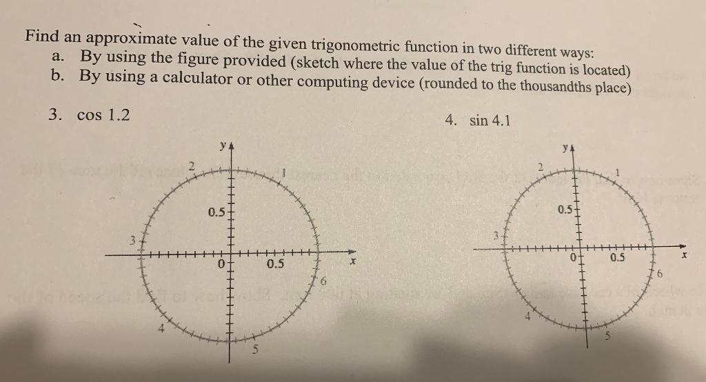 Solved Find an approximate value of the given trigonometric | Chegg.com