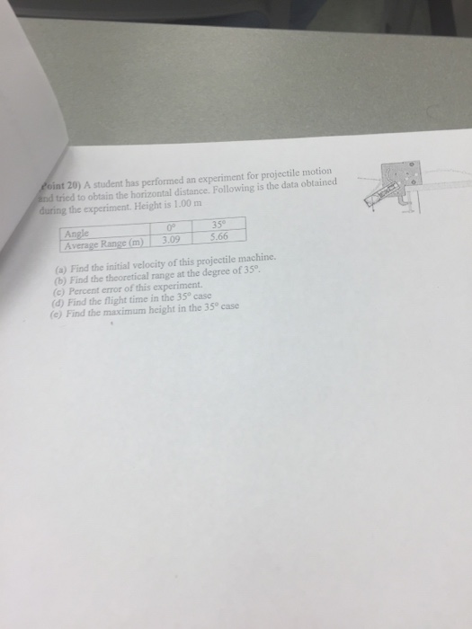 Solved A student has performed an experiment for projectile | Chegg.com