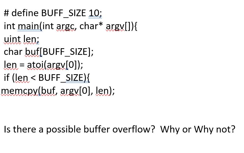 Solved #define BUFF_SIZE 10; int main(int arge, char* | Chegg.com