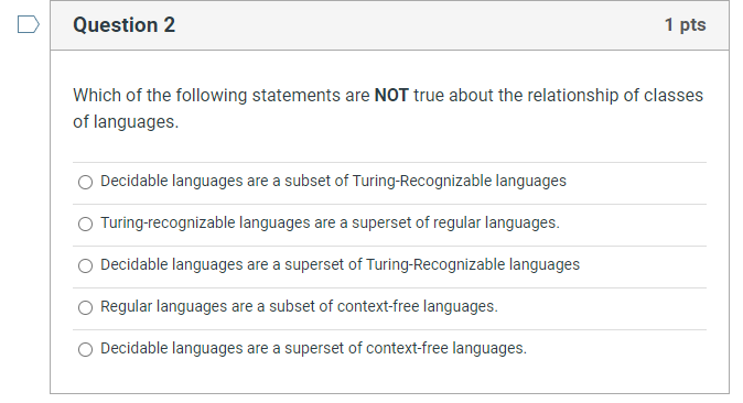 Solved Question 2 1 pts Which of the following statements | Chegg.com