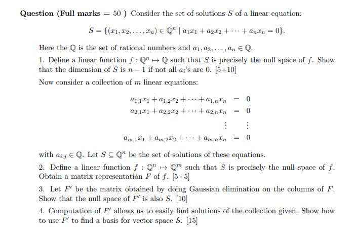 Solved Question (Full marks =50 ) ﻿Consider the set of | Chegg.com