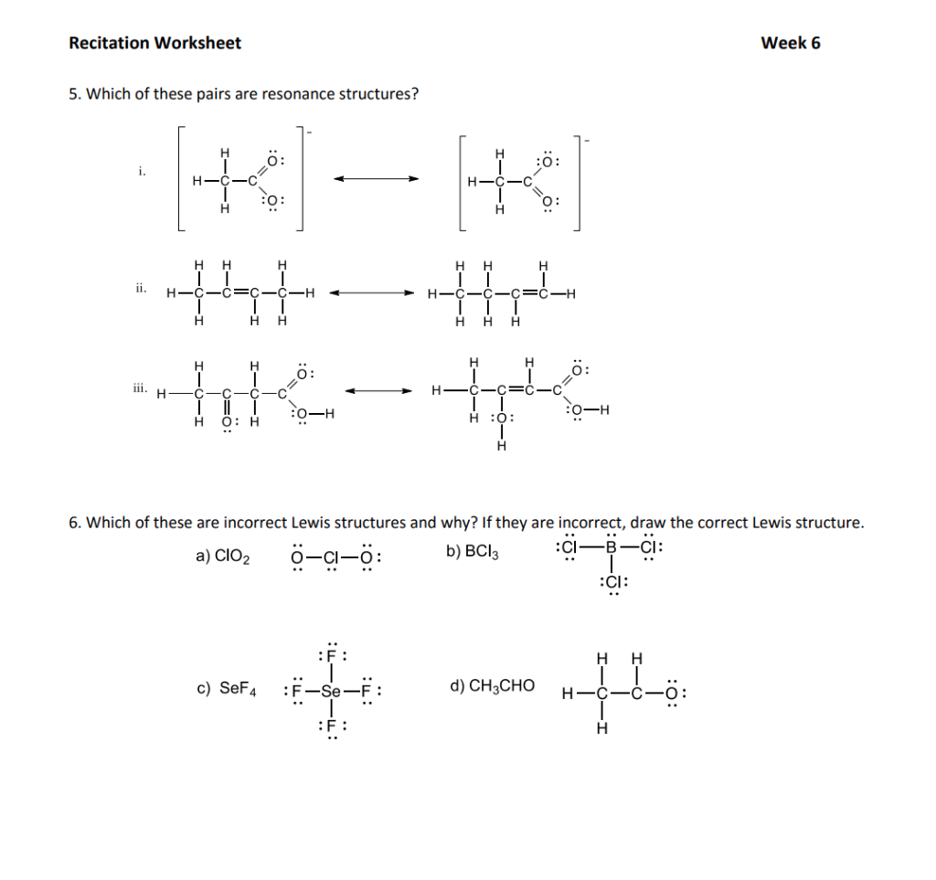 Solved Recitation Worksheet Week 6 5. Which of these pairs | Chegg.com