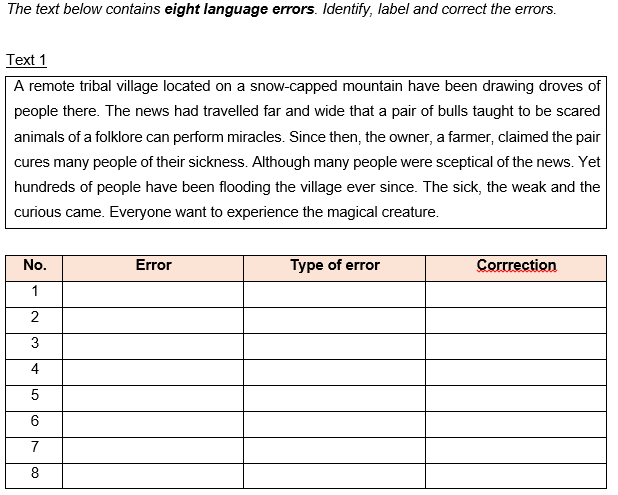 Solved The Text Below Contains Eight Language Errors 