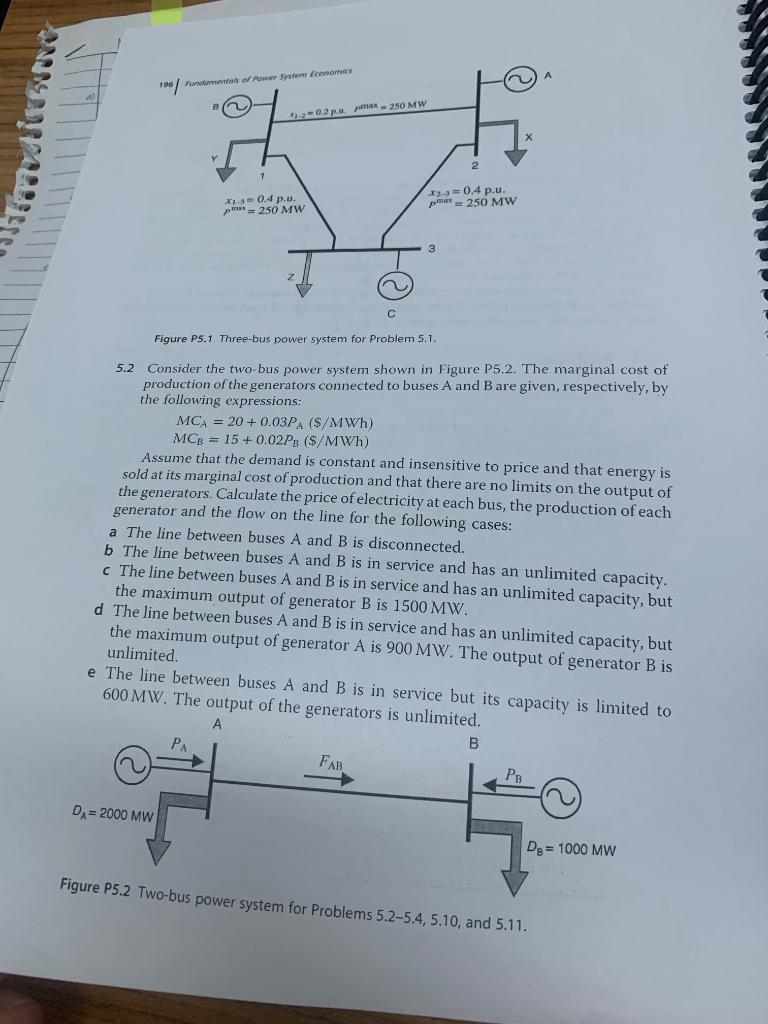 Solved 5.4 Problems 5.1 Consider the power system shown in | Chegg.com