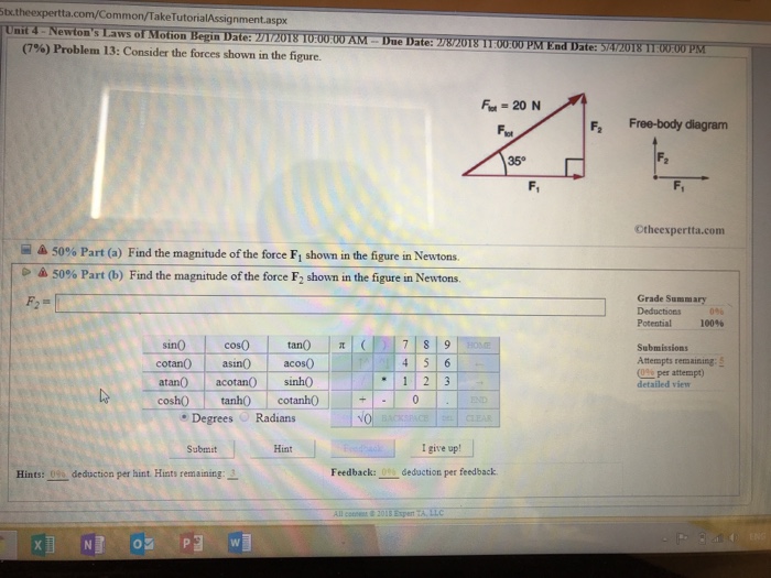 Solved mmon/TakeTutorialAssignment.aspx Umit -Nawton's Laws | Chegg.com
