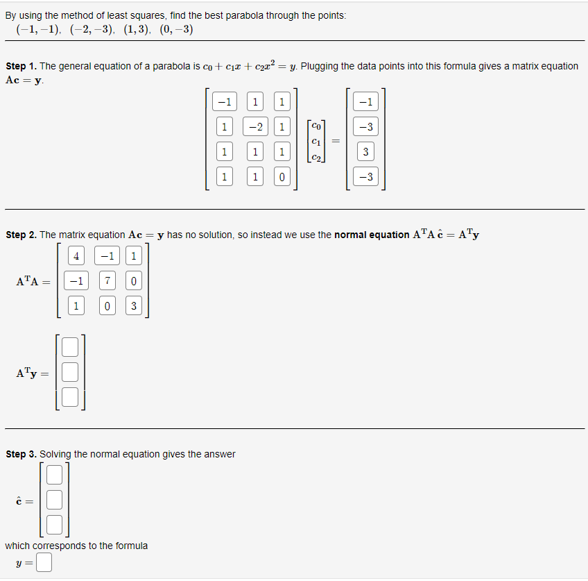 Solved By using the method of least squares, find the best | Chegg.com