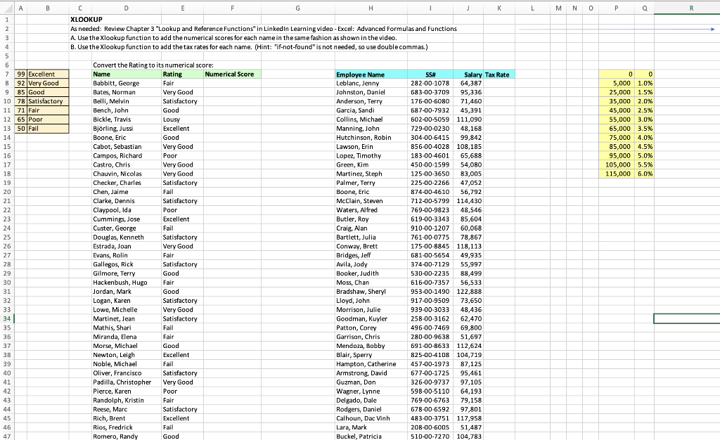 As needed: Review Chapter 3 "Lookup and Reference | Chegg.com