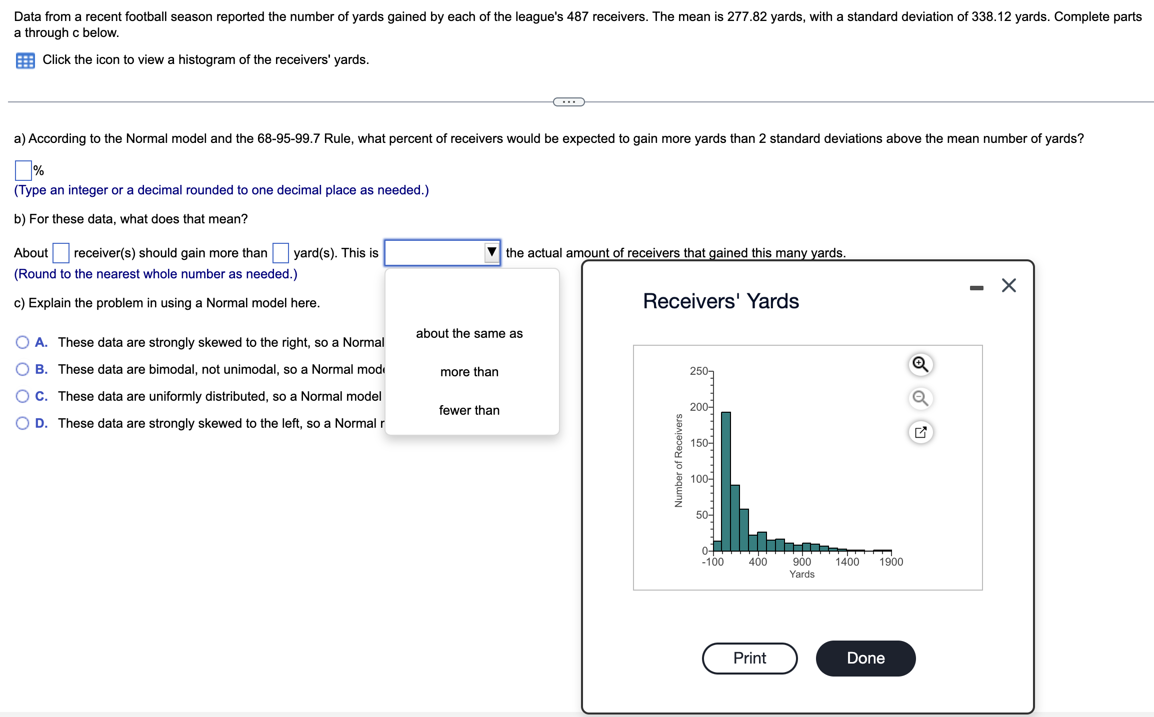 a through c ﻿below.Click the icon to view a histogram | Chegg.com