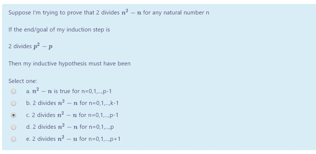 Solved Suppose I'm trying to prove that 2 divides n2−n for | Chegg.com