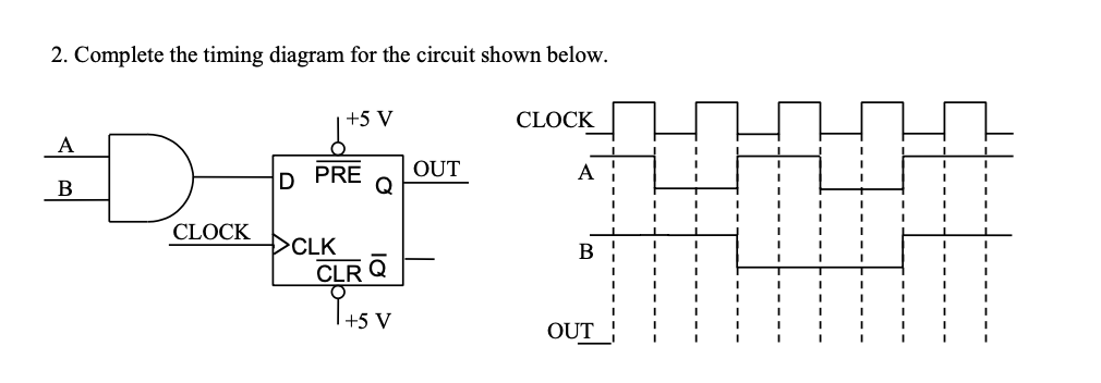 Solved Complete the timing diagram for the circuit shown | Chegg.com