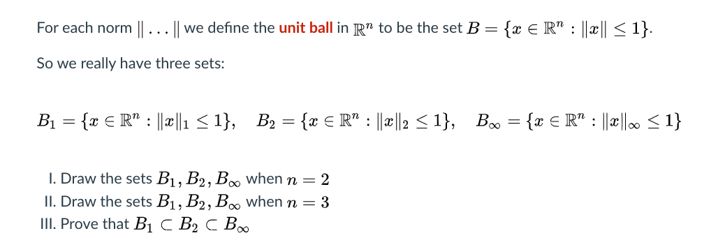 Solved For each norm || ... || we define the unit ball in RN | Chegg.com