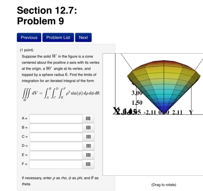 Solved Suppose the solid W W in the figure is a cone | Chegg.com