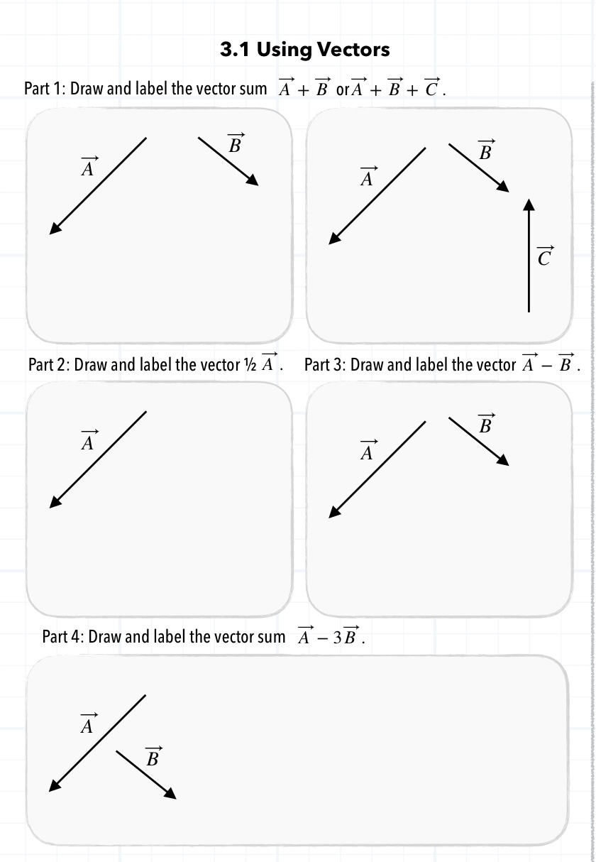 Solved 3.1 Using Vectors Part 1: Draw and label the vector | Chegg.com