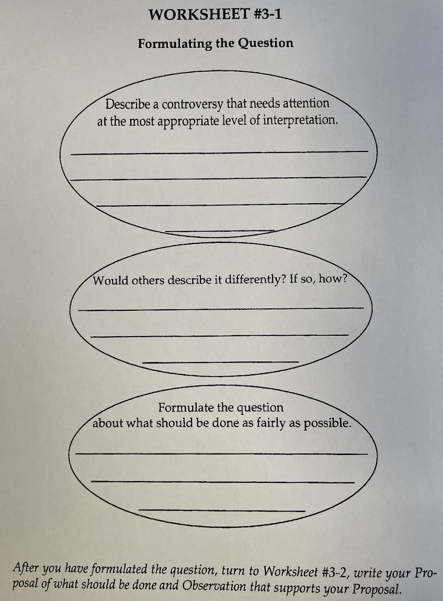 WORKSHEET \#3-1 Formulating the Question After you | Chegg.com