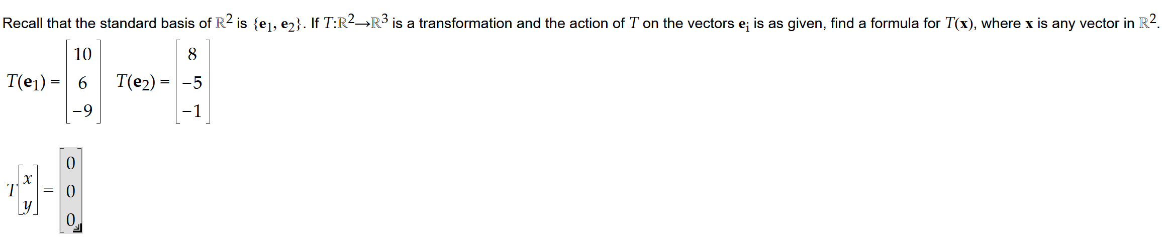Solved Recall that the standard basis of R2 is {e1, e2}. If | Chegg.com