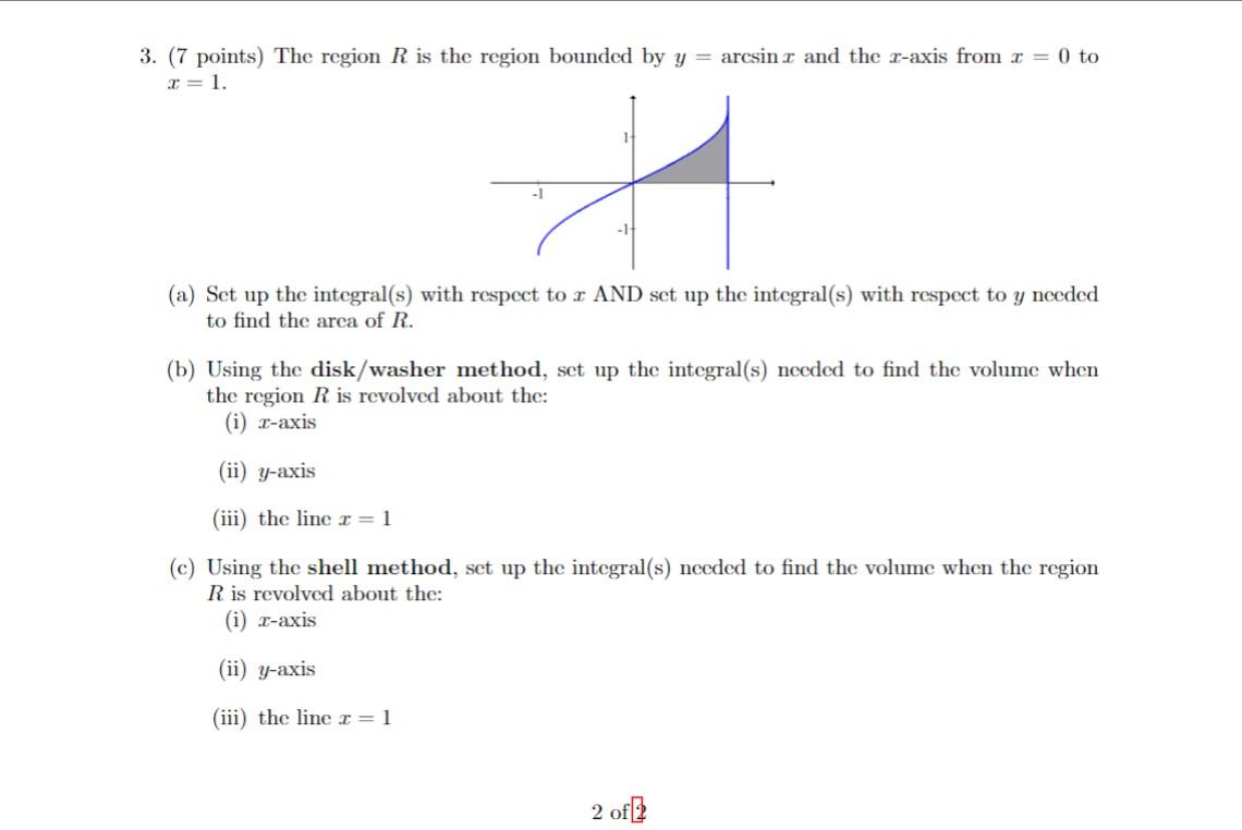 Solved 3. (7 points) The region R is the region bounded by | Chegg.com