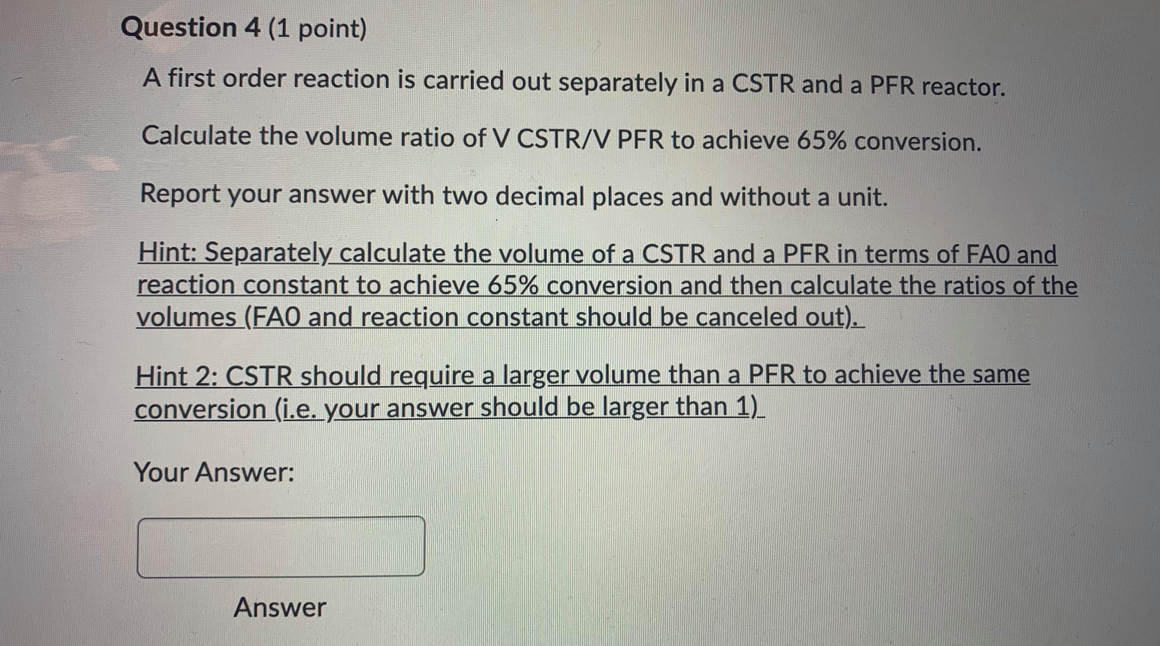 Solved Question 4 (1 point) A first order reaction is | Chegg.com