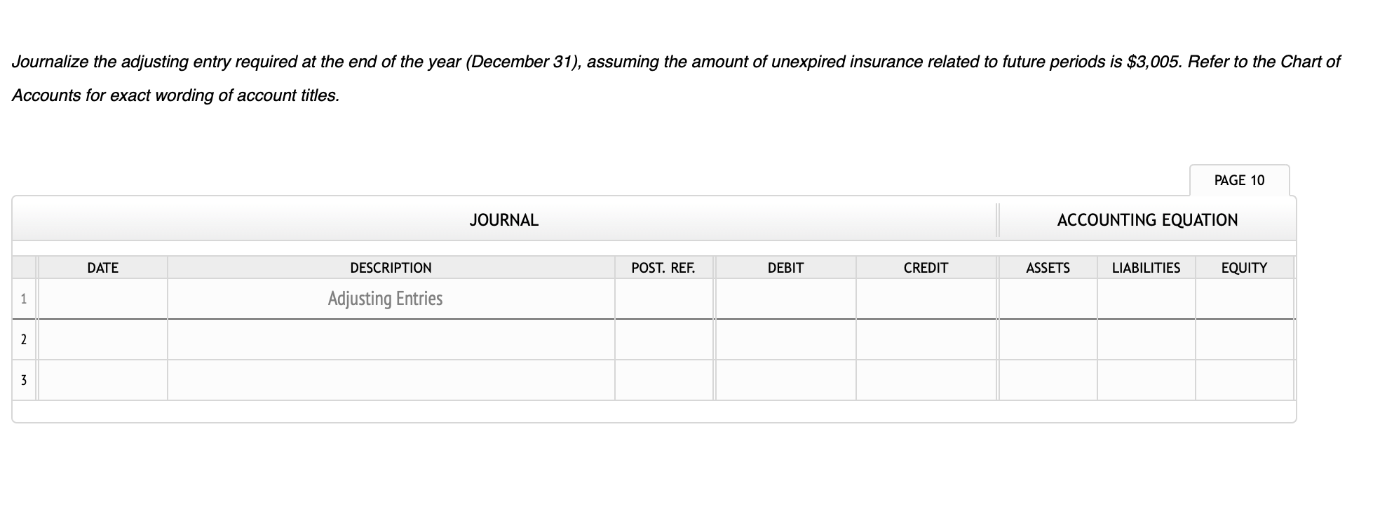 Solved Adjustment for prepaid expense Instructions Chart of | Chegg.com