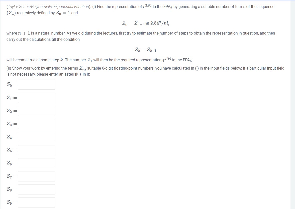 Solved (Taylor Series/Polynomials, Exponential Function). | Chegg.com