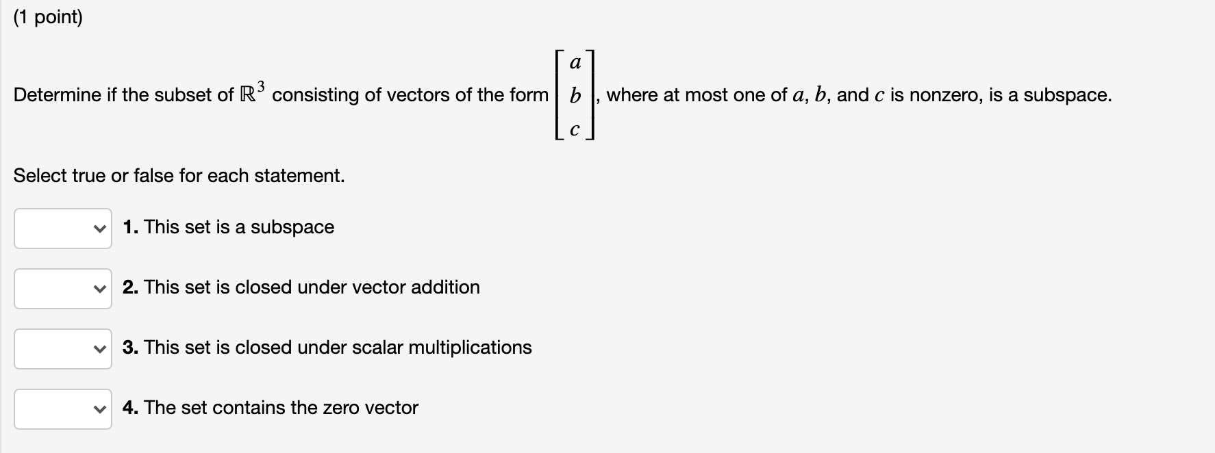Solved 1 Point A Determine If The Subset Of R3 Consisting