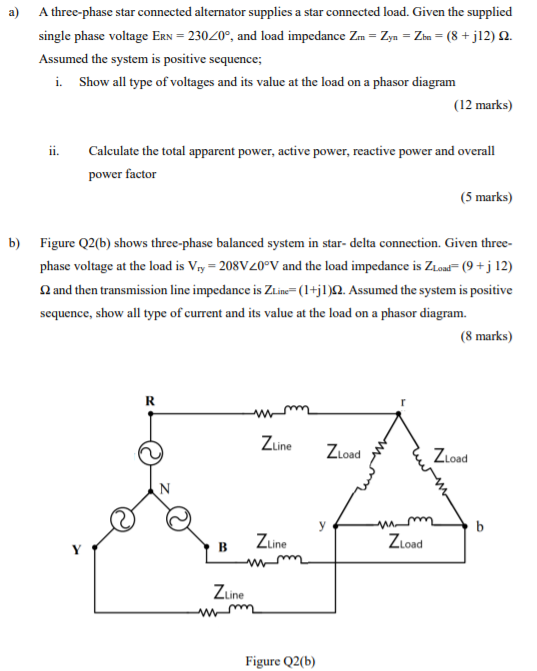Solved a) A three-phase star connected alternator supplies a | Chegg.com