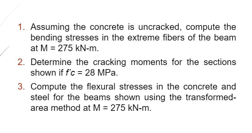 Solved 1. Assuming the concrete is uncracked, compute the | Chegg.com
