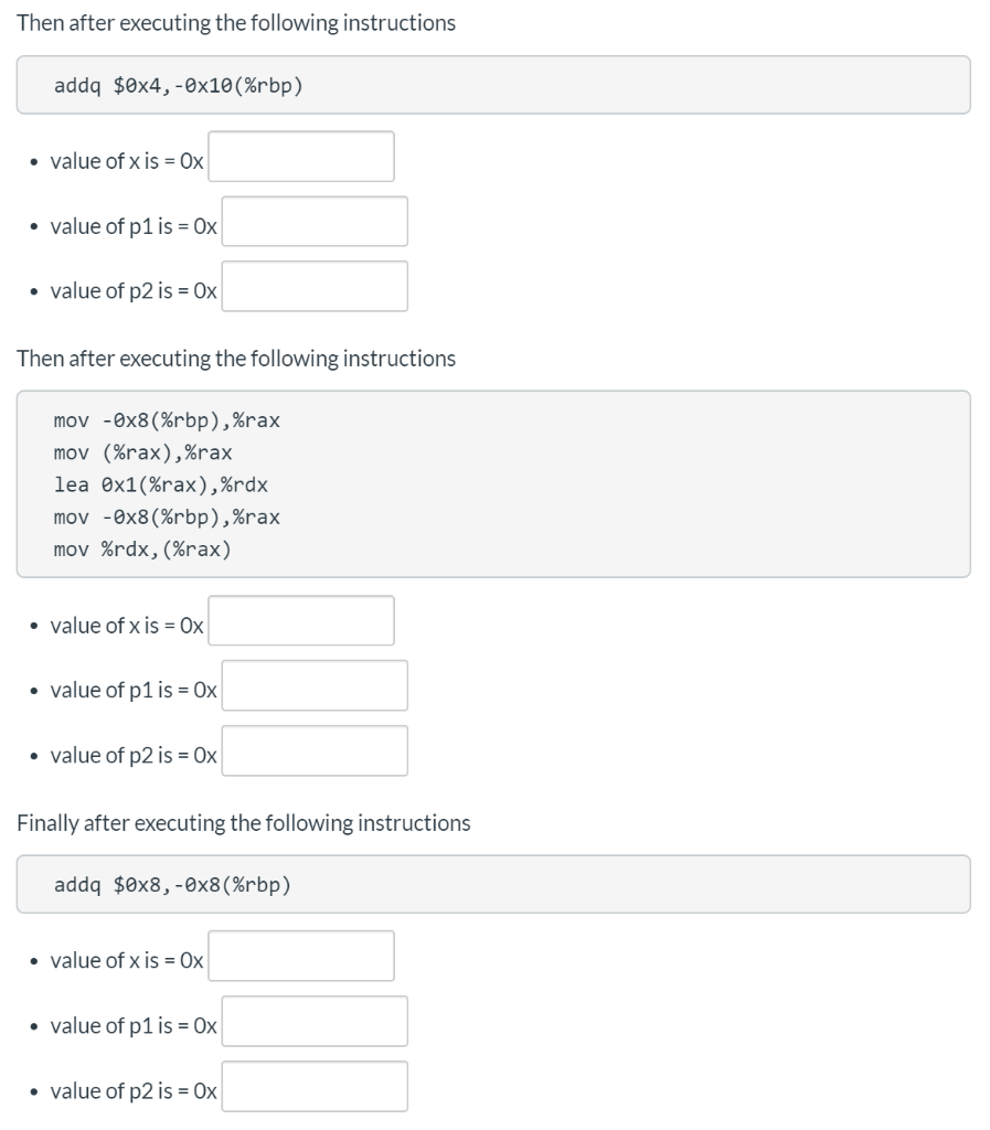 Assume that register %rbp has the following initial | Chegg.com