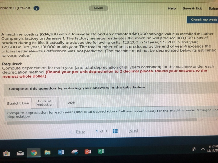 Solved oblem I (P8-2A) Saved Help Save & Exit Subm Check my | Chegg.com