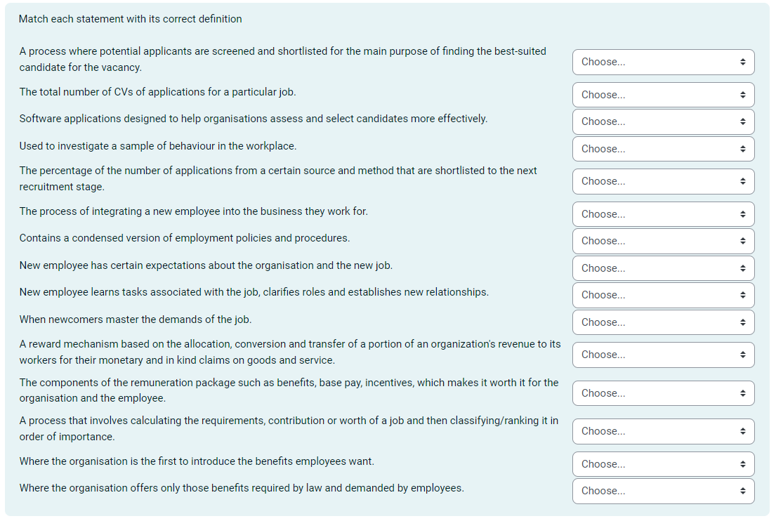 Solved Match each statement with its correct definitionA | Chegg.com
