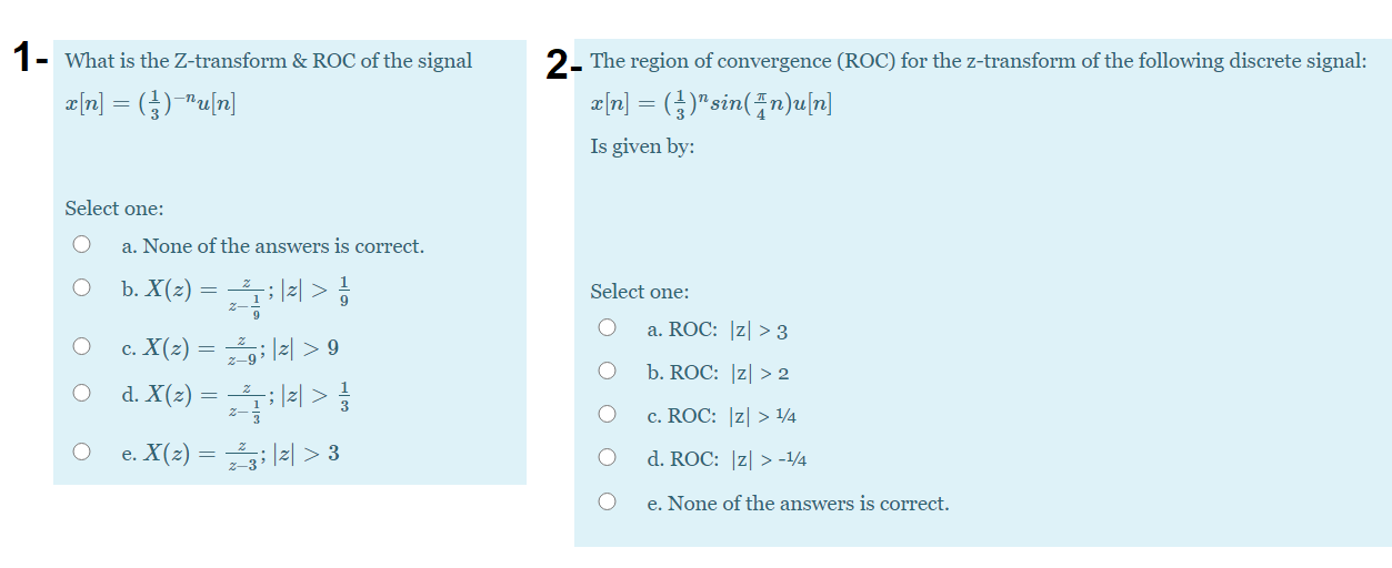Solved 1- What is the Z-transform & ROC of the signal x [n] | Chegg.com