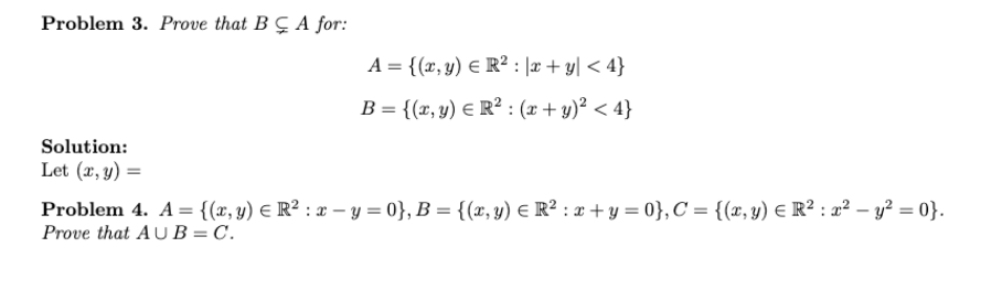 Solved Problem 3. Prove that B⊊A for: | Chegg.com