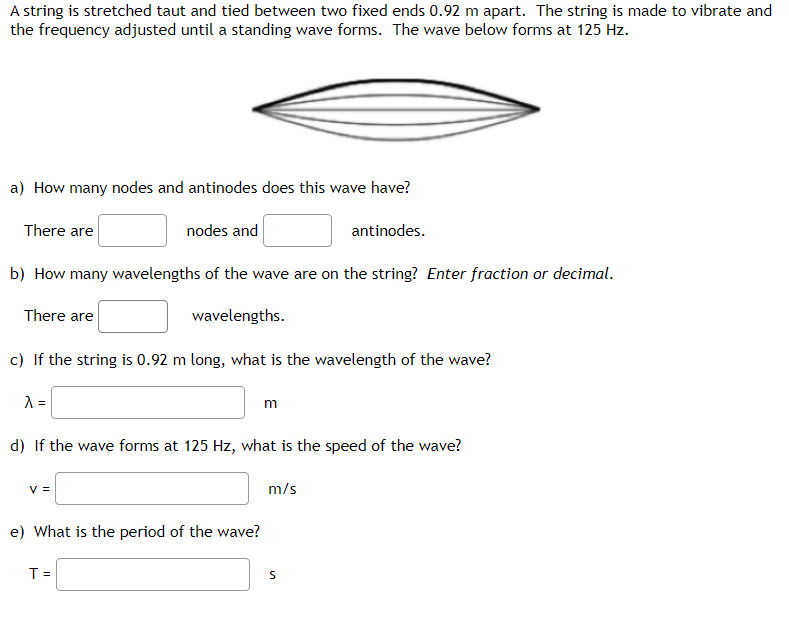 Solved A string is stretched taut and tied between two fixed | Chegg.com