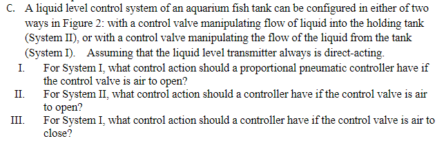 Solved C. A liquid level control system of an aquarium fish | Chegg.com