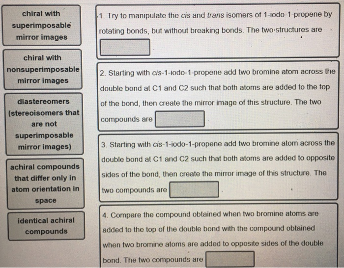 Solved chiral with superimposable mirror images 1. Try to | Chegg.com