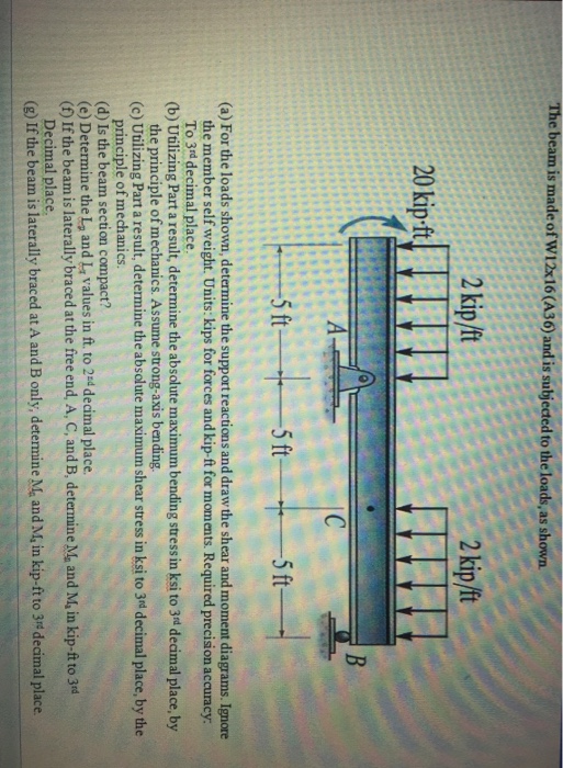 Solved The beam is made of W12x16 (A36) and is subjected to | Chegg.com