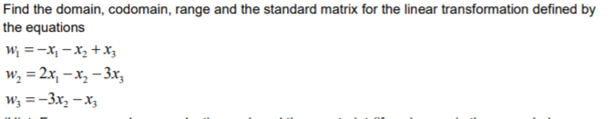Solved Find The Domain Codomain Range And The Standard