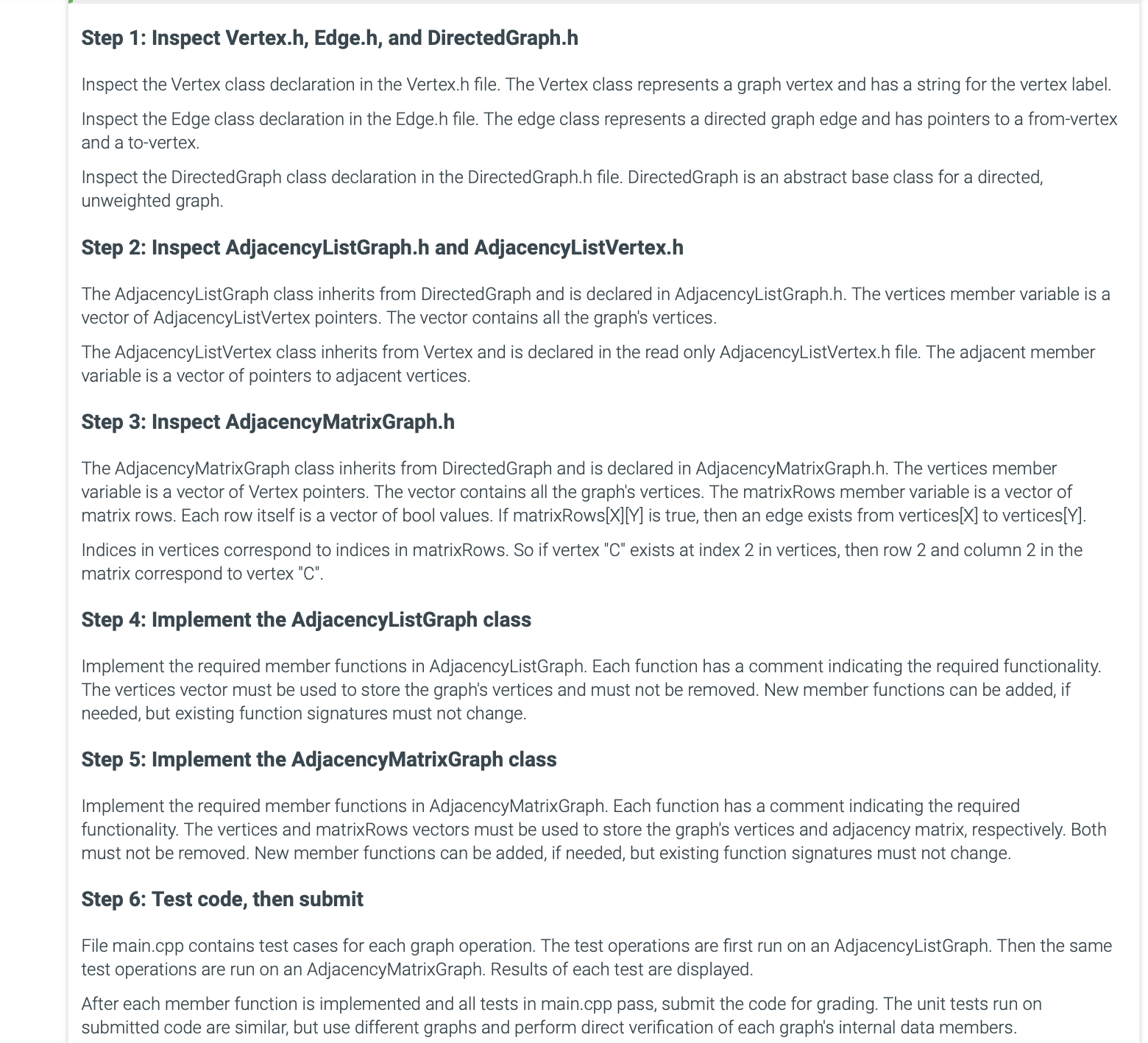 Solved I can only edit two files AdjacencyListGraph.h and | Chegg.com